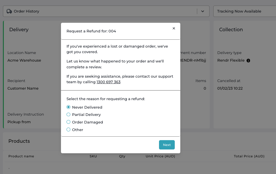 Requesting a Refund for Undelivered Orders – Rendr